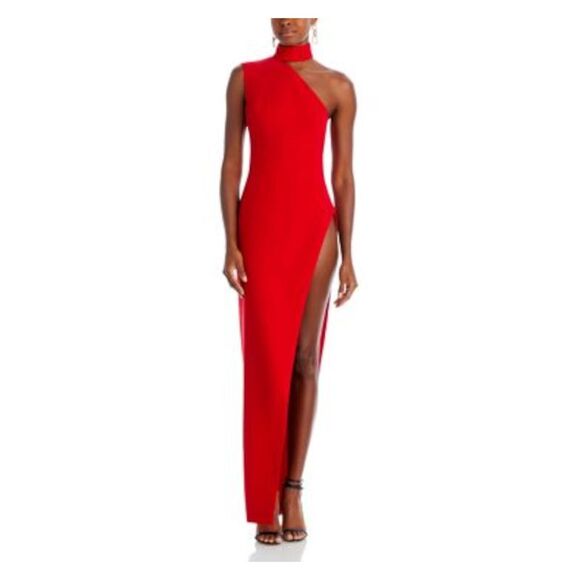 Mônot Clothing | Dresses | Monot Womens Red Lined One Shoulder High Leg ...